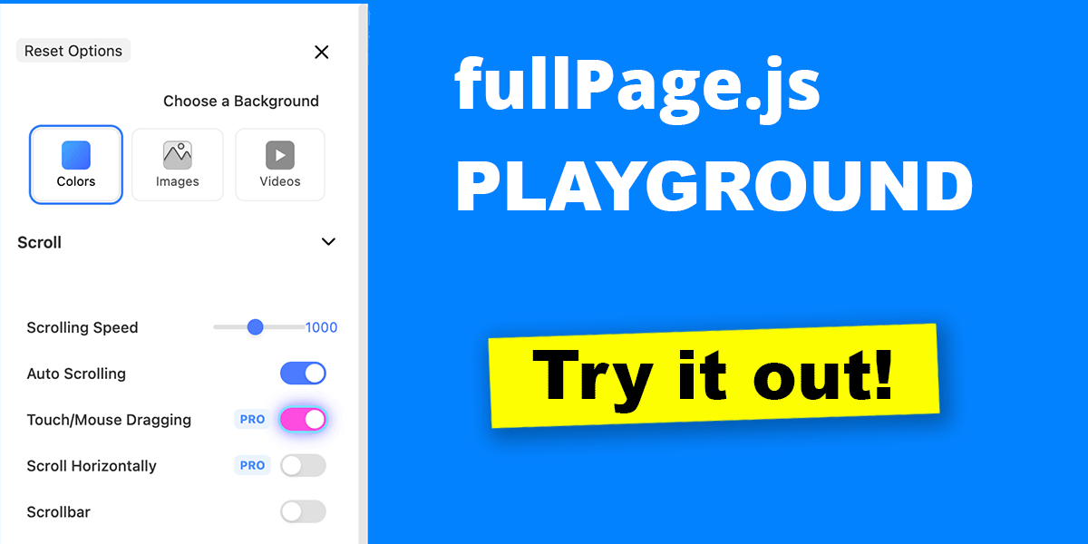 fullPage.js Playground - Interactive Demo